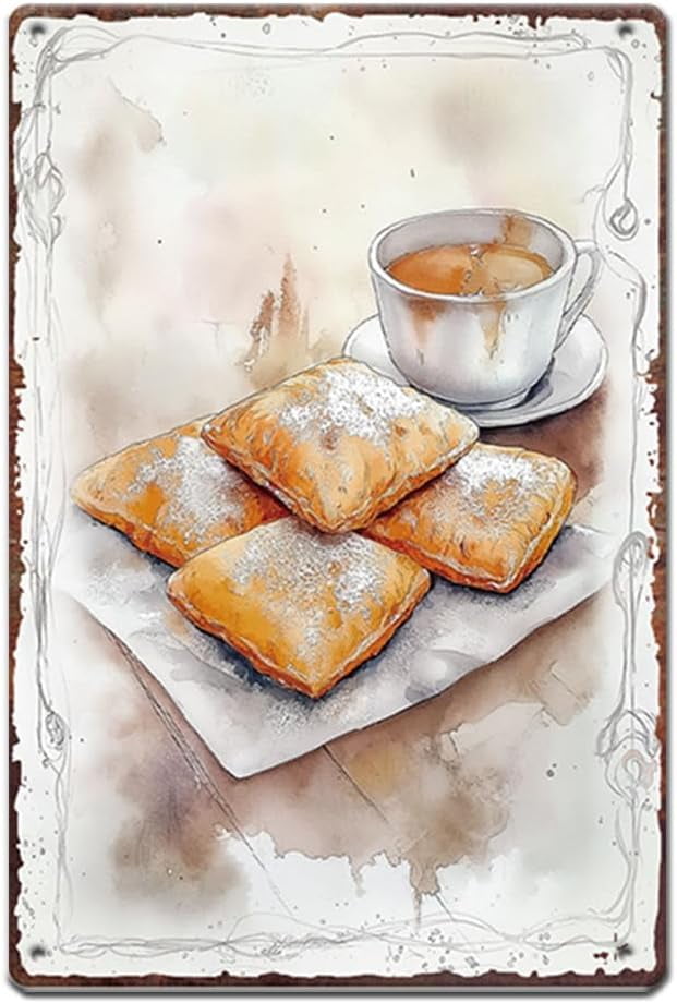 Metal Signs Beignets Coffee Tin Sign Vintage Food Metal Tin Sign Coffee ...