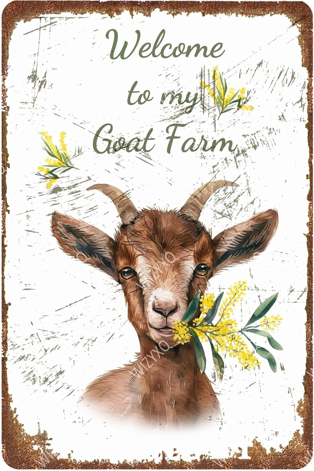 Metal Signs Brown Goat Welcome To My Goat Farm Sign Vintage Tin Sign ...