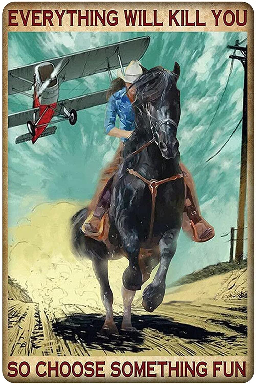 Metal Signs Choose Fun Cowgirl Horse Funny Riding Retro Signs Vintage ...