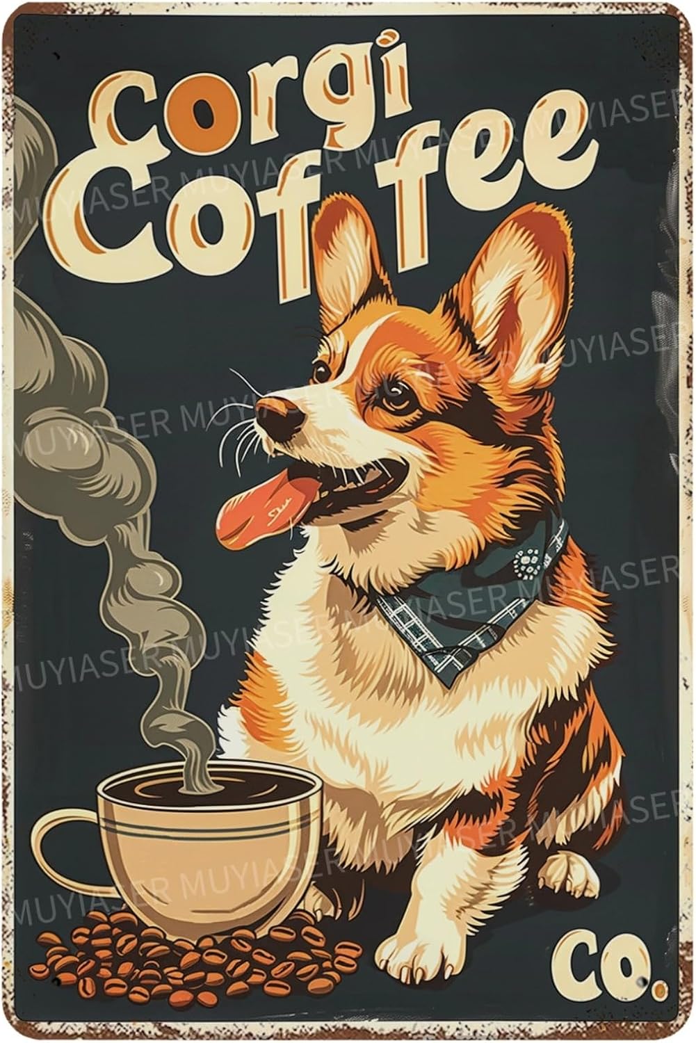 Metal Signs Coffee Corgi Vintage Signs Retro Aluminum Tin Sign for ...