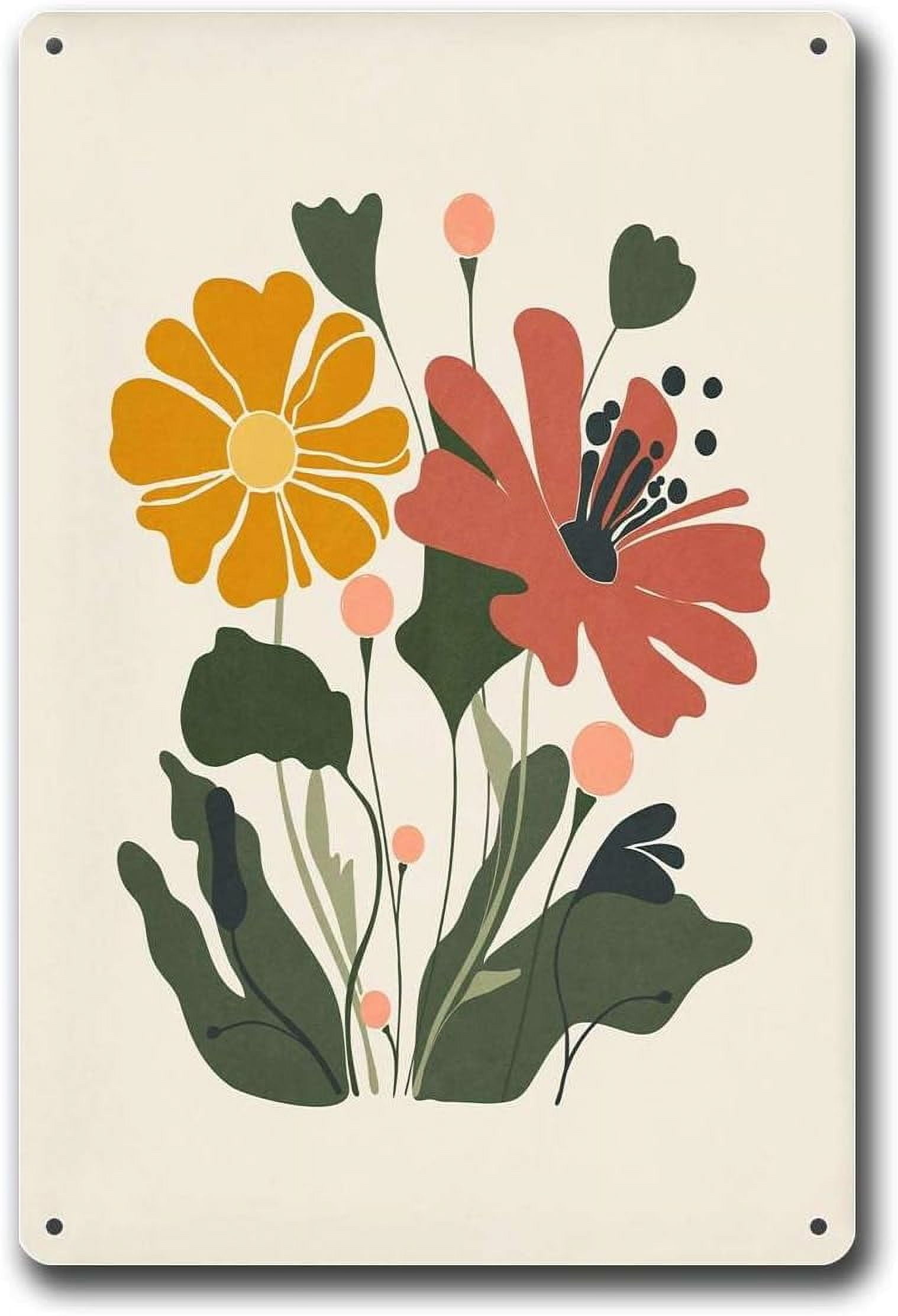 Metal Signs Floral Terracotta Sage Green Flower Market Boho Boho Metal ...