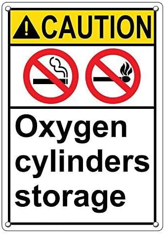 Metal Signs Great Tin Sign Caution Oxygen Cylinders Storage Sign 8 X 12 ...