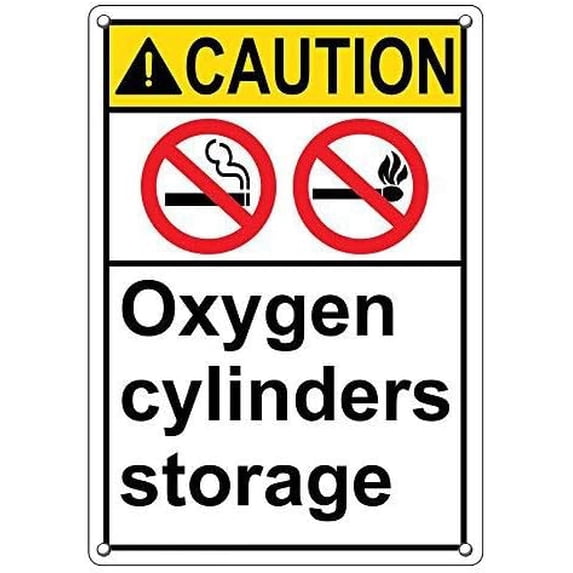Metal Signs Great Tin Sign Caution Oxygen Cylinders Storage Sign 8 X 12 ...
