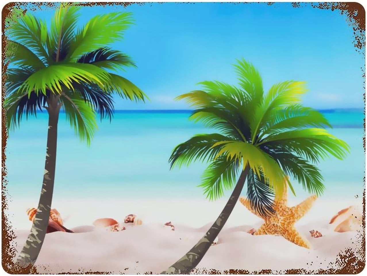 Metal Signs Ocean Seaside Summer Vacation Sand Beach Scenery Metal Sign ...