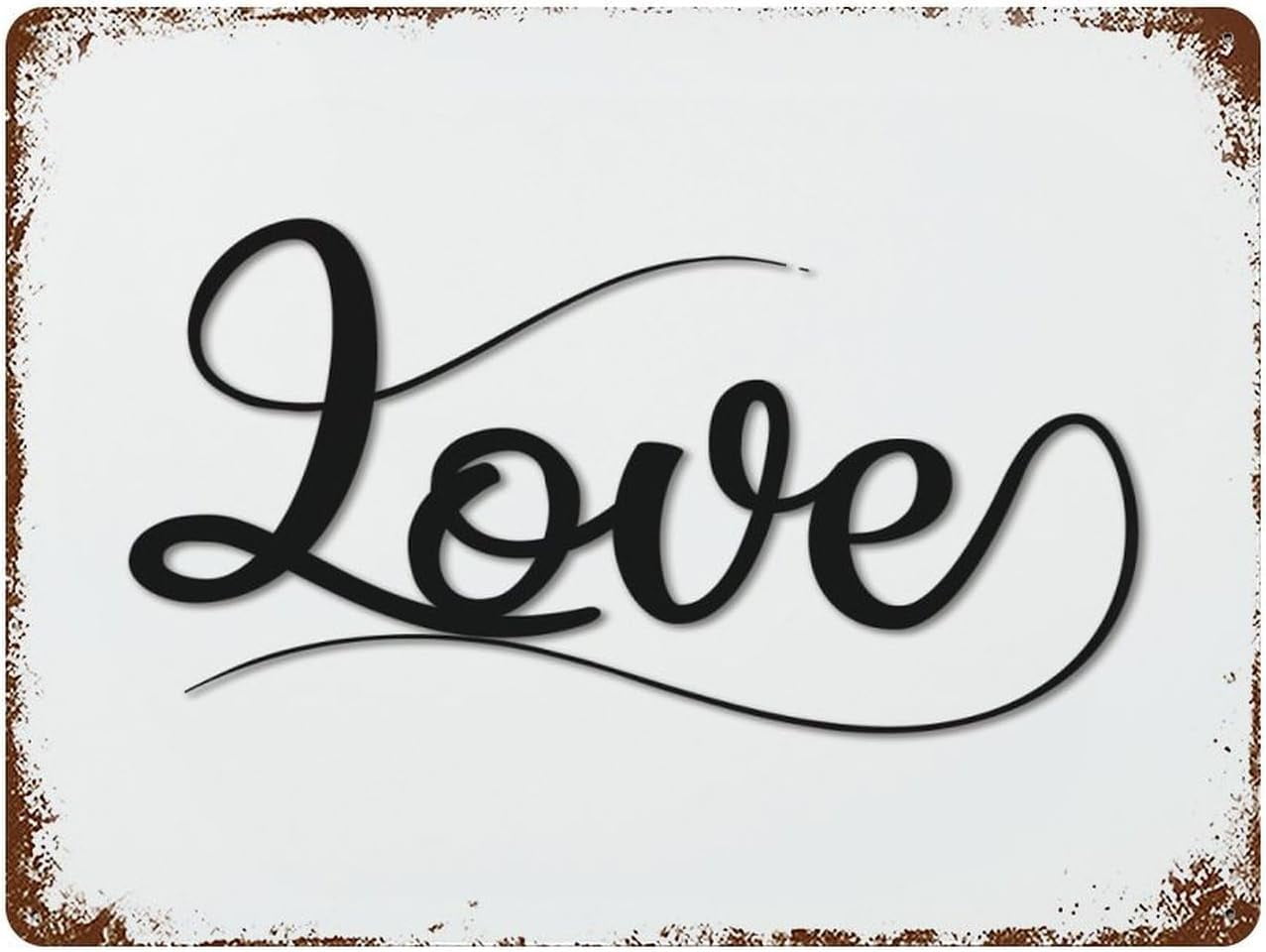 Metal Signs Outdoor Love Garage Signs Cursive Word Art Black Letters ...