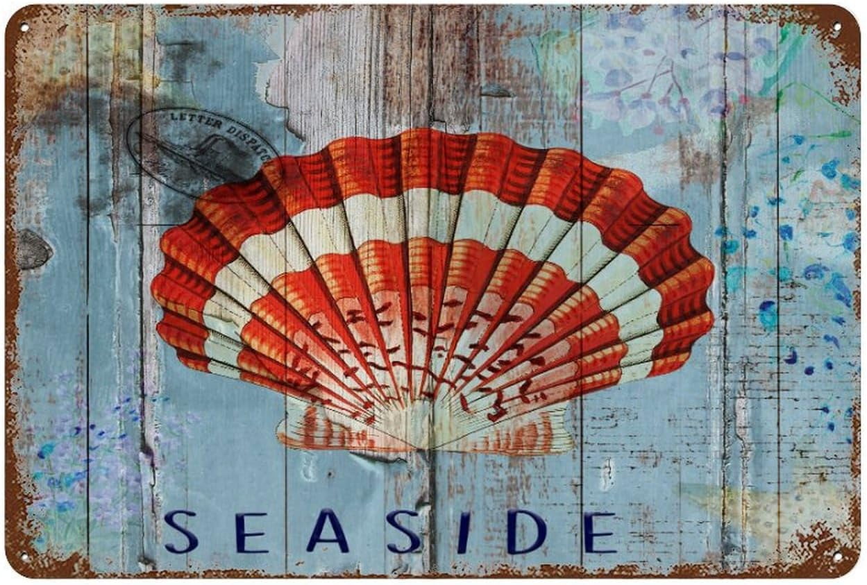 Metal Signs Outdoor Nautical Beach Ocean Theme Underwater Shells Gifts ...