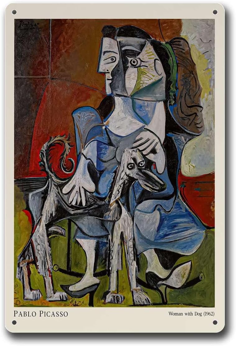 Metal Signs Picasso Woman And Dog Color Cubism Art Mid Century Modern ...