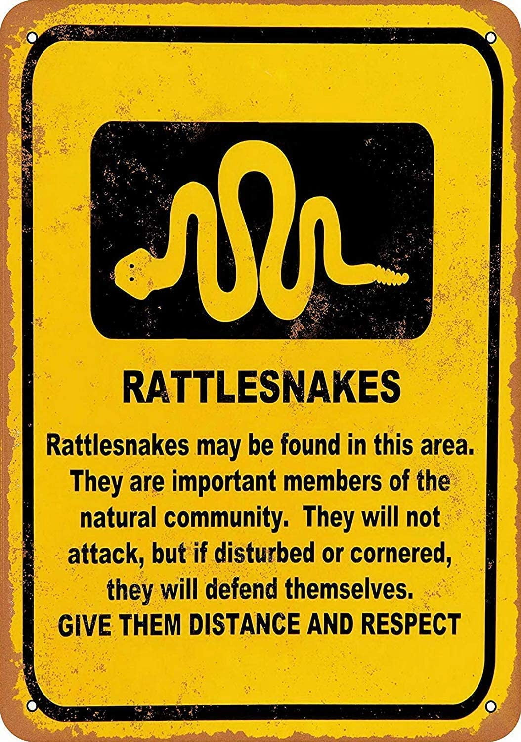 Metal Signs Rattlesnake Warning Warning Sign | Indoor/Outdoor | 8 x 12 ...