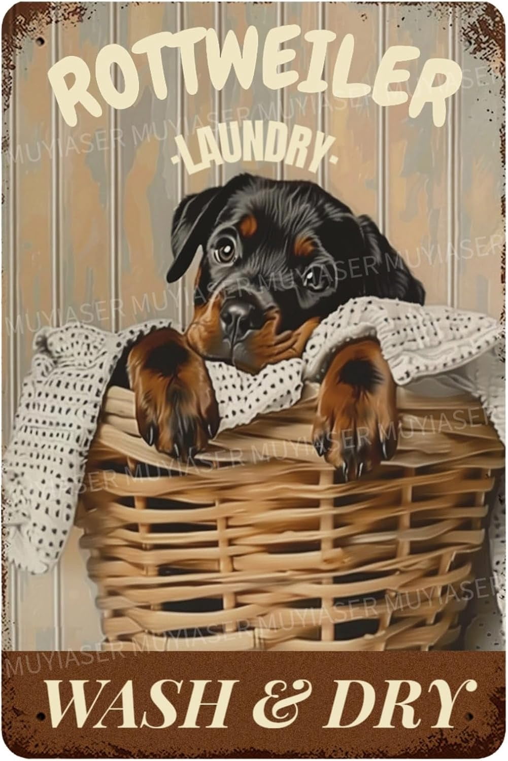 Metal Signs Rottweiler Laundry Vintage Signs Retro Aluminum Tin Sign ...