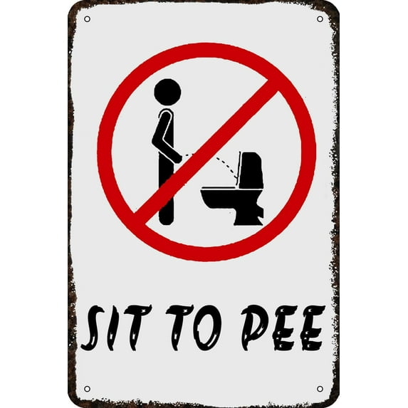 Metal Signs Sit to Pee Vintage Tin Sign Funny Art Wall Decorations for ...