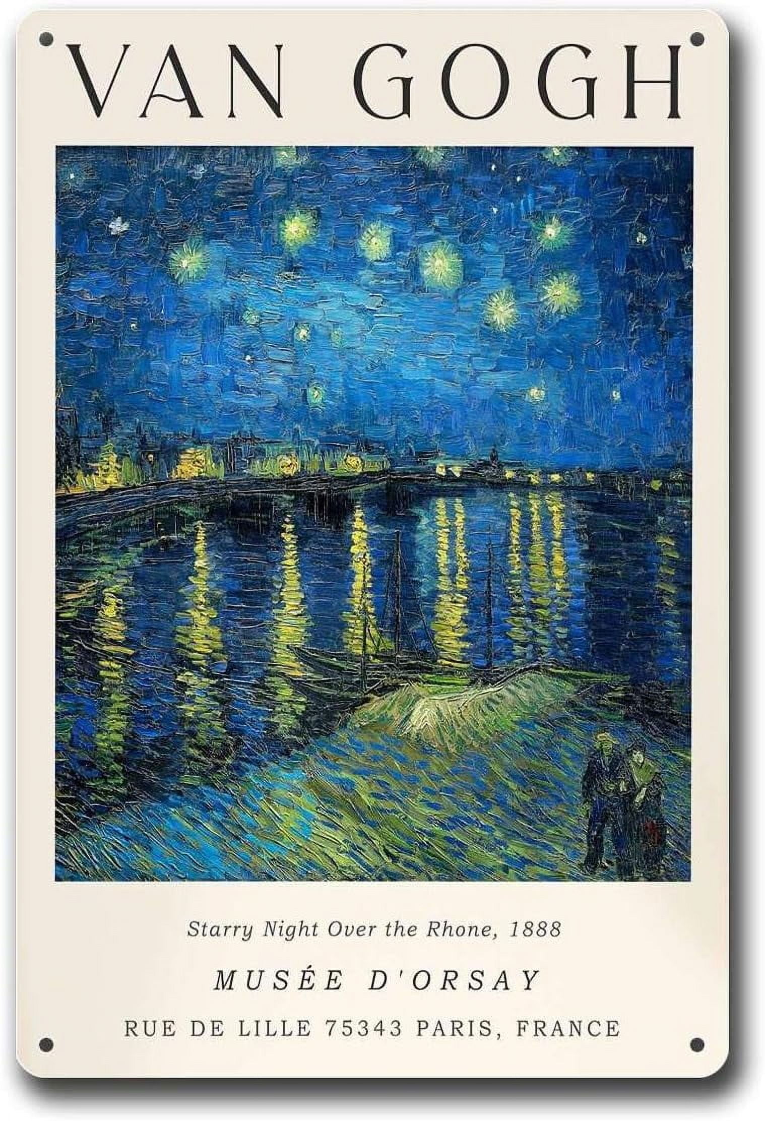 Metal Signs Vincent Van Gogh Starry Night Over The Rhone Landscape ...