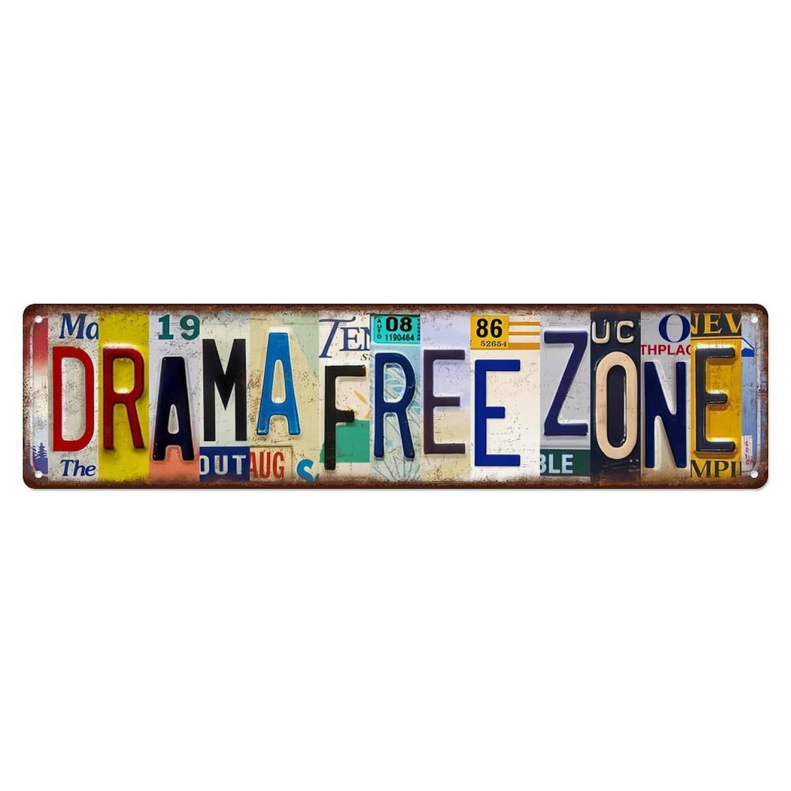 Metal Signs: Vintage Drama Free Zone Wall Decor Street Signs Metal Tin ...