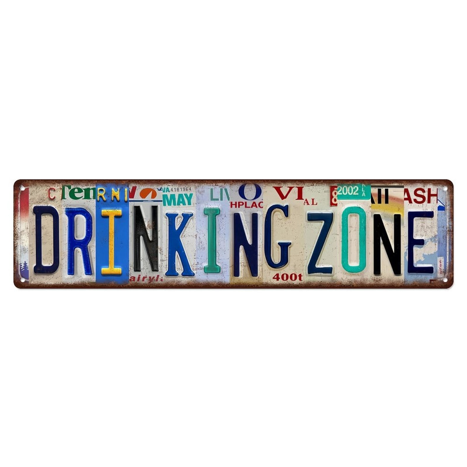 Metal Signs: Vintage Drinking Zone Wall Decor Street Signs Metal Tin ...
