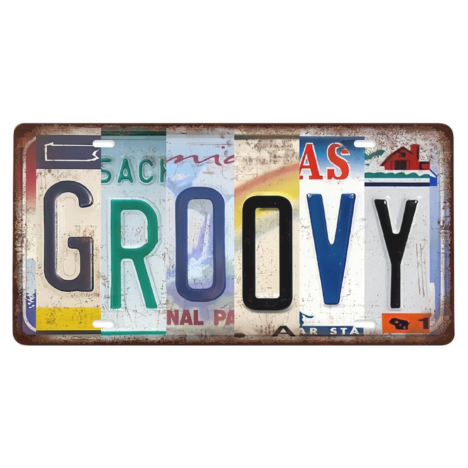 Metal Signs: Vintage Groovy Metal Tin Sign License Plate Wall Decor for ...