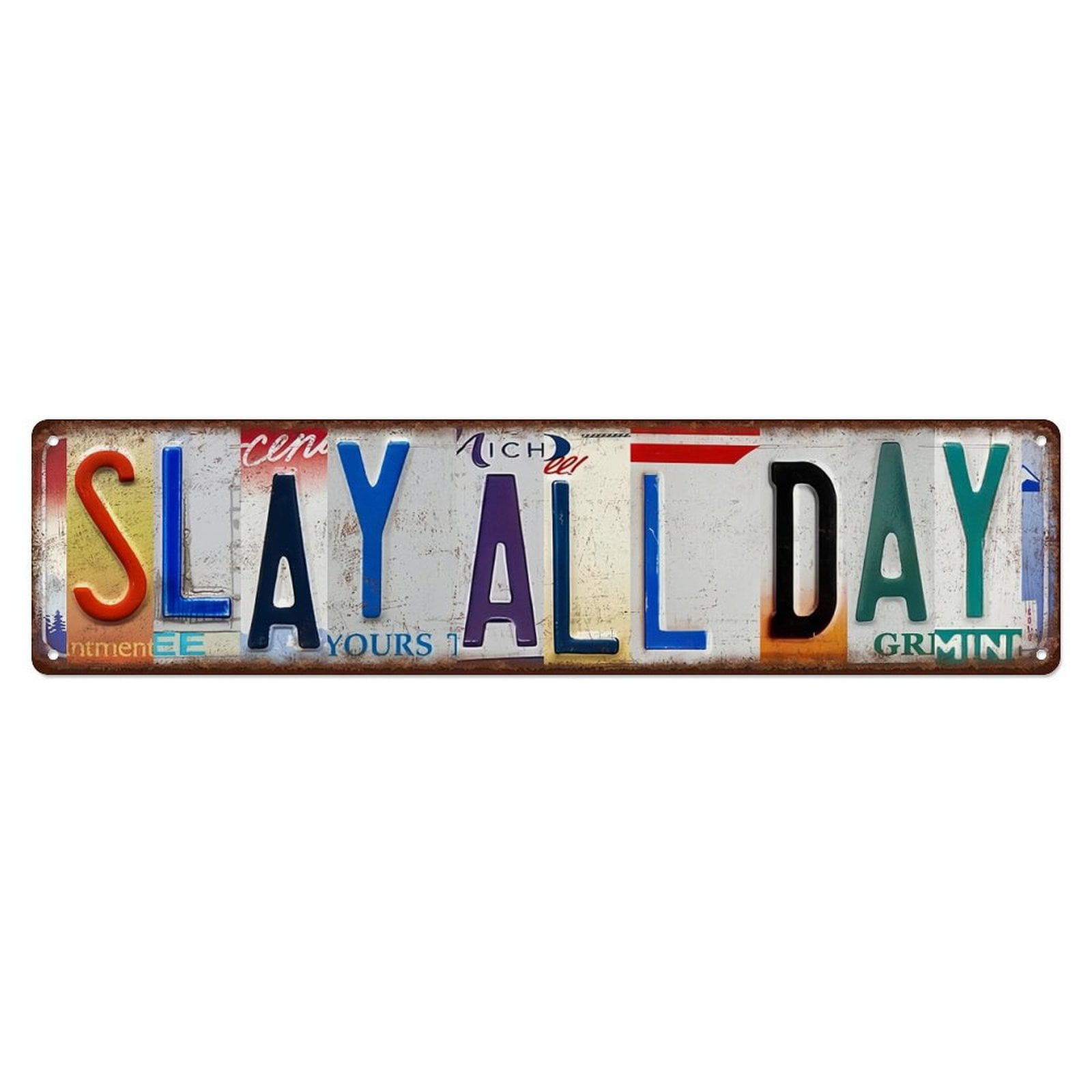 Metal Signs: Vintage Slay All Day Metal Tin Signs Street Signs Man Cave ...