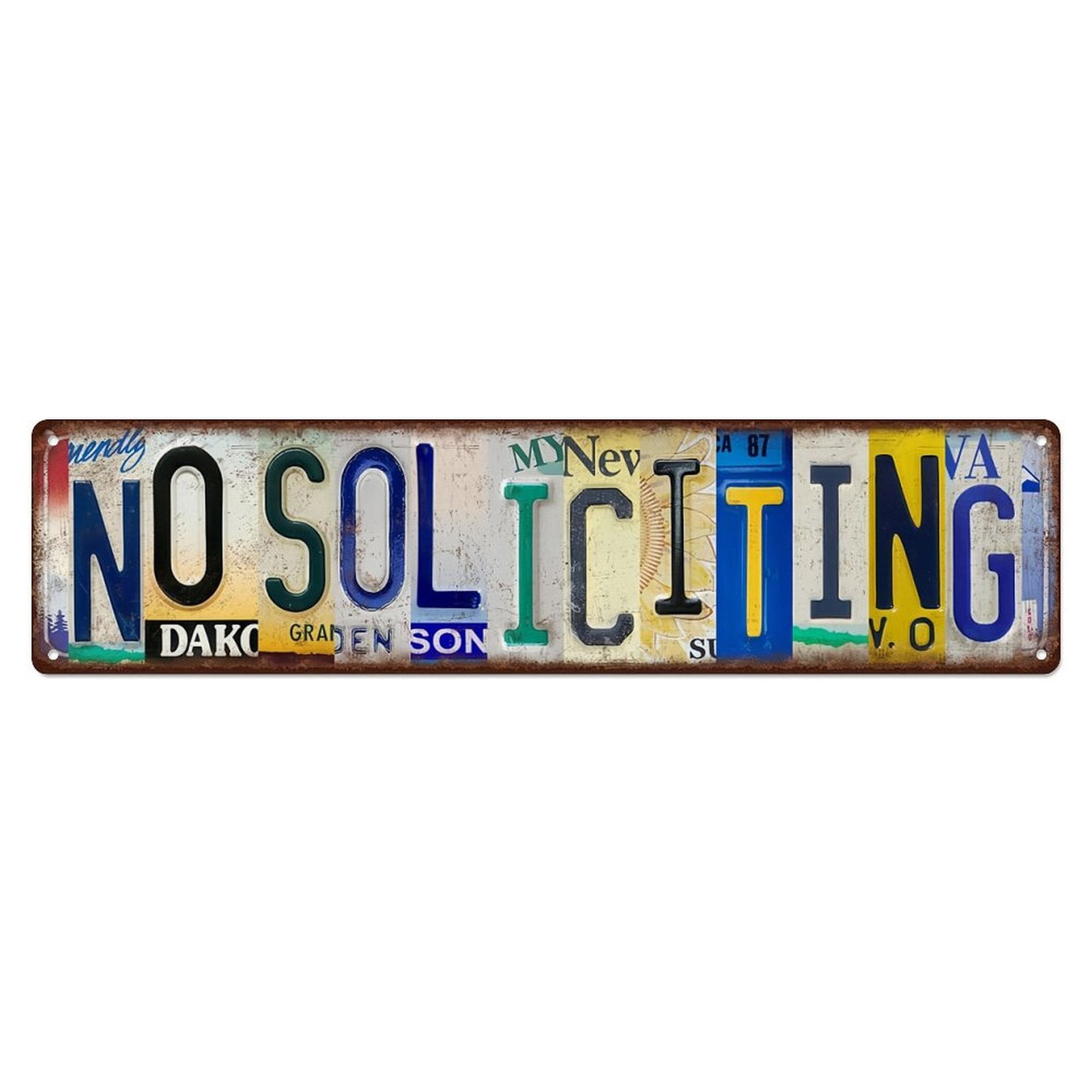 Metal Signs: Vintage No Soliciting Metal Tin Signs Street Signs Man ...