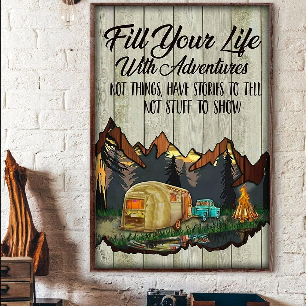 Metal Signs Vintage Tin Sign Camping Fill Your Life with Adventure Not ...