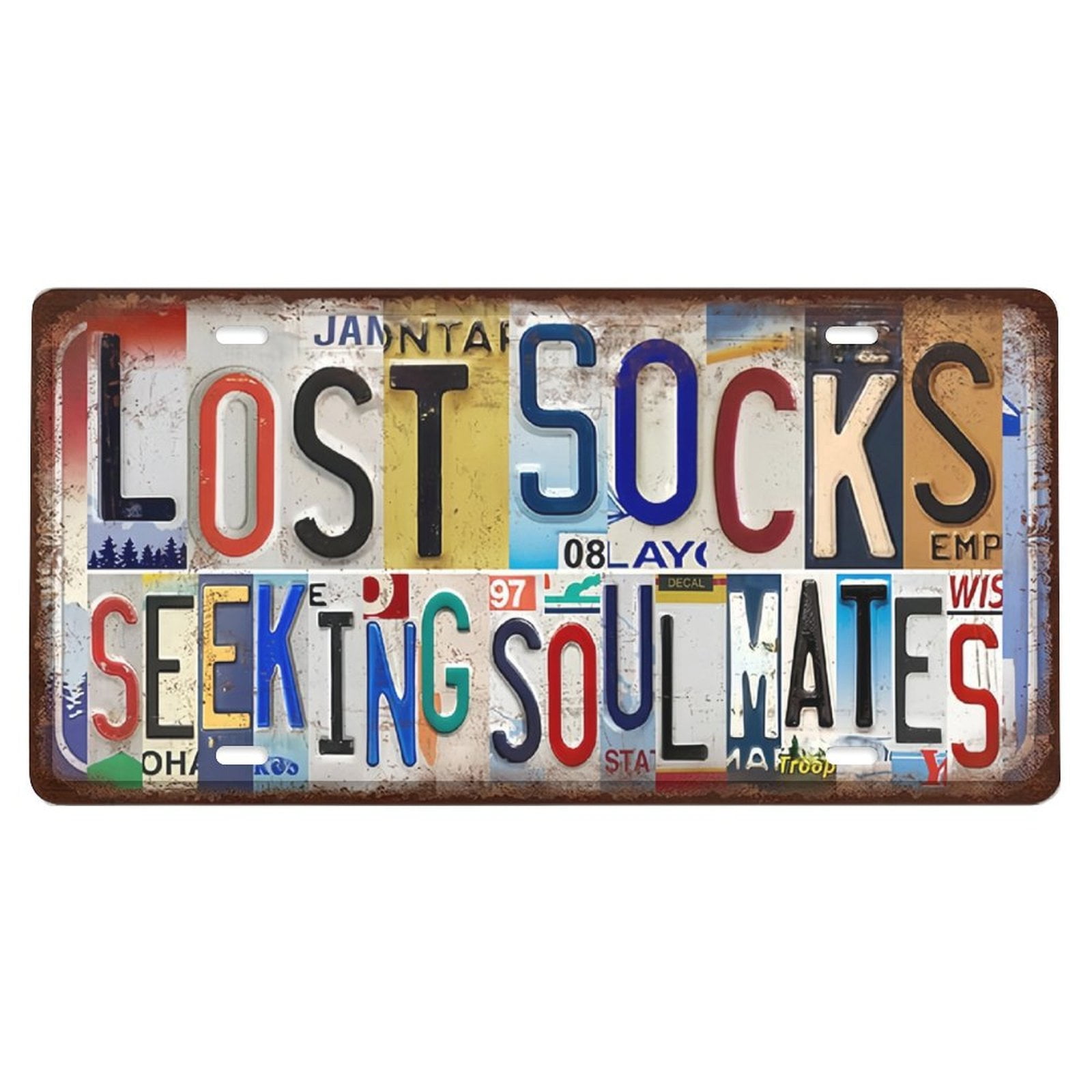 Metal Signs: Vintage Wall Decor Lost Socks Seeking Soul Mates License ...