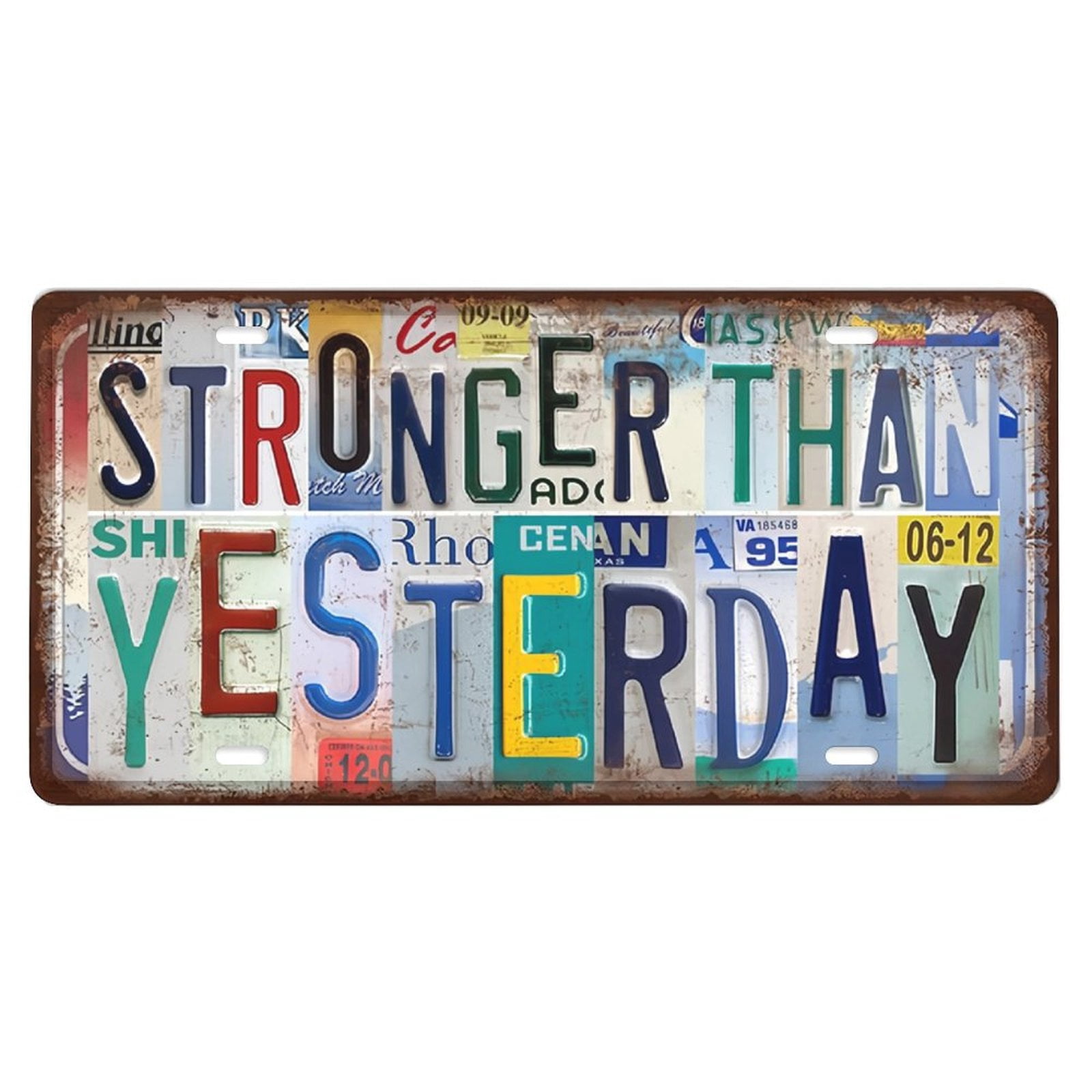 Metal Signs: Vintage Wall Decor Stronger Than Yesterday License Plate ...