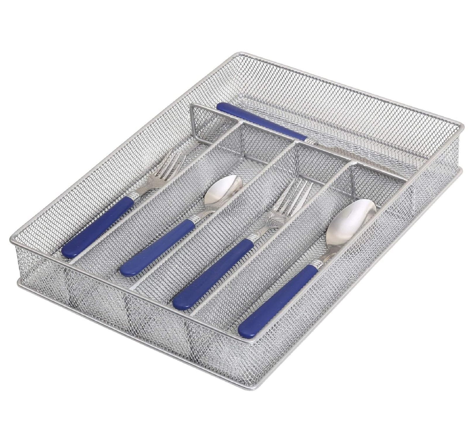 Metal Silverware Organizer for In-Drawer Cutlery Storage, 5 Compartment ...
