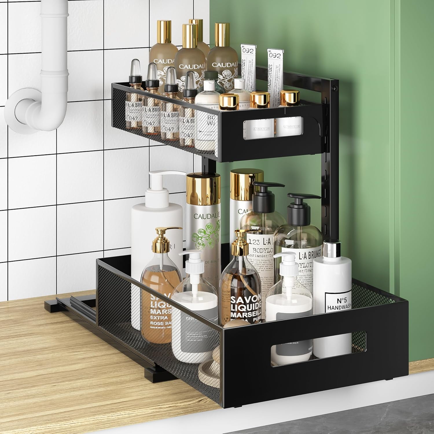 Metal Under Sink Organizers and Storage, Adjustable Under Cabinet ...