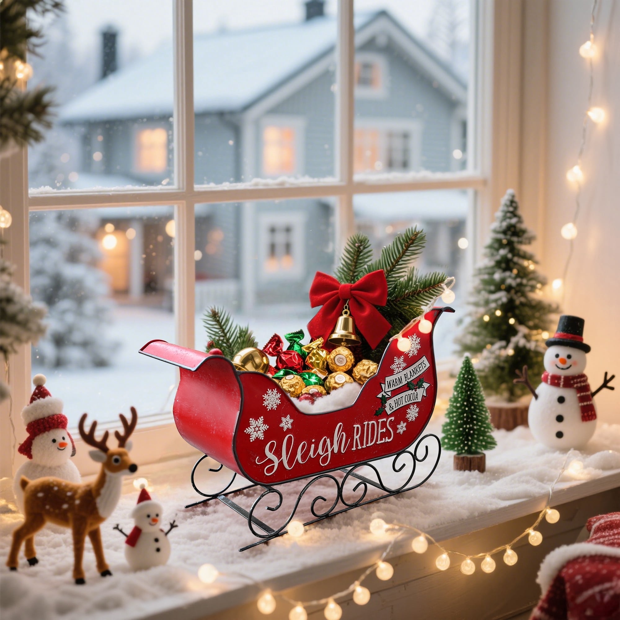 Vintage Christmas Santa Sleigh Decor - Christmas Decoration Indoor ...