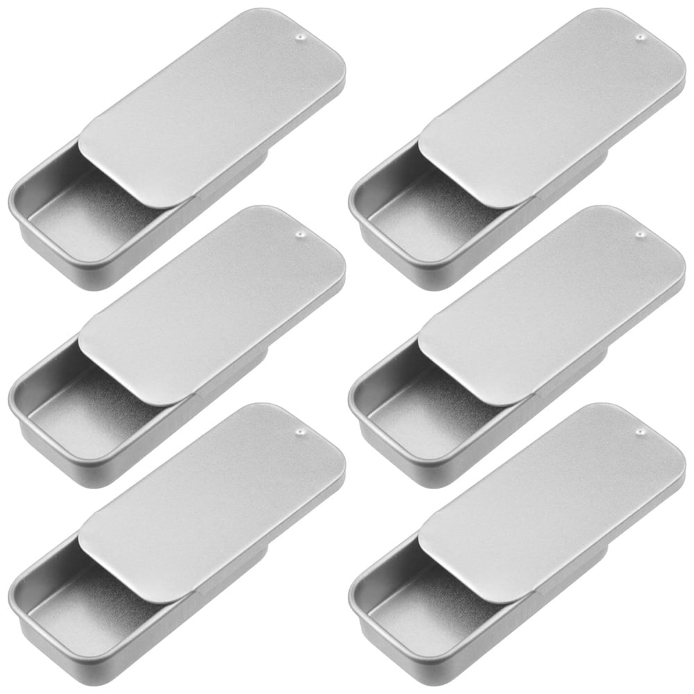 Metal Slide Top Storage Box,6 Pack Empty Push-pull Box,Rectangular ...