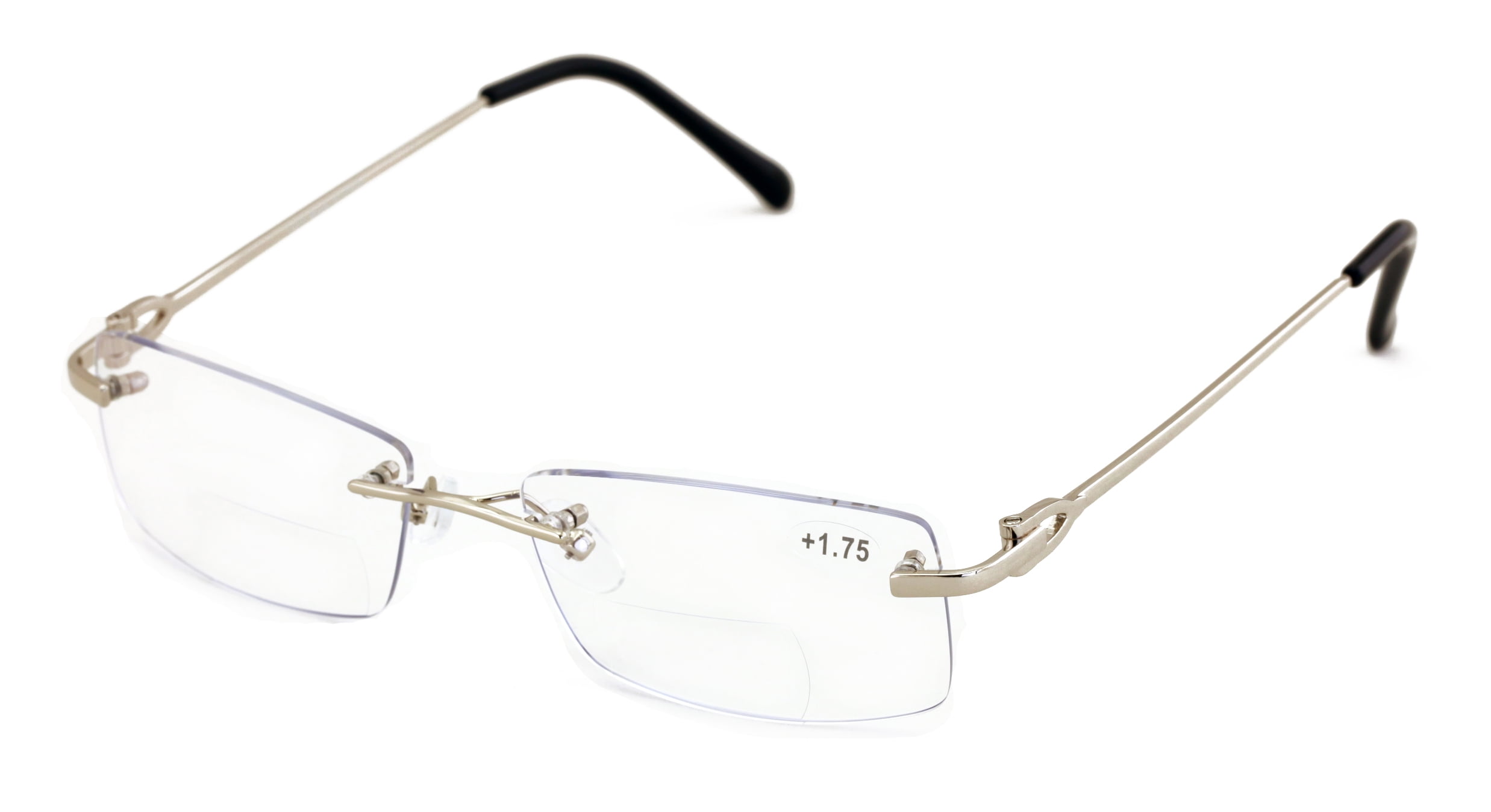 Metal Slim Low Profile Modern Rimless Clear BIFOCAL Reading Glasses ...