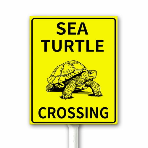 Metal Slow Sea Turtle Crossing Sign - Tortoise Aluminum Traffic Sign ...
