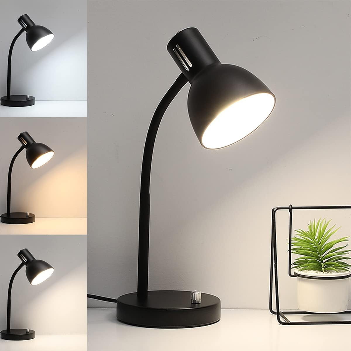 Metal Small Black Desk Lamp,Adjustable Goose Neck Desk Lamps for Home ...