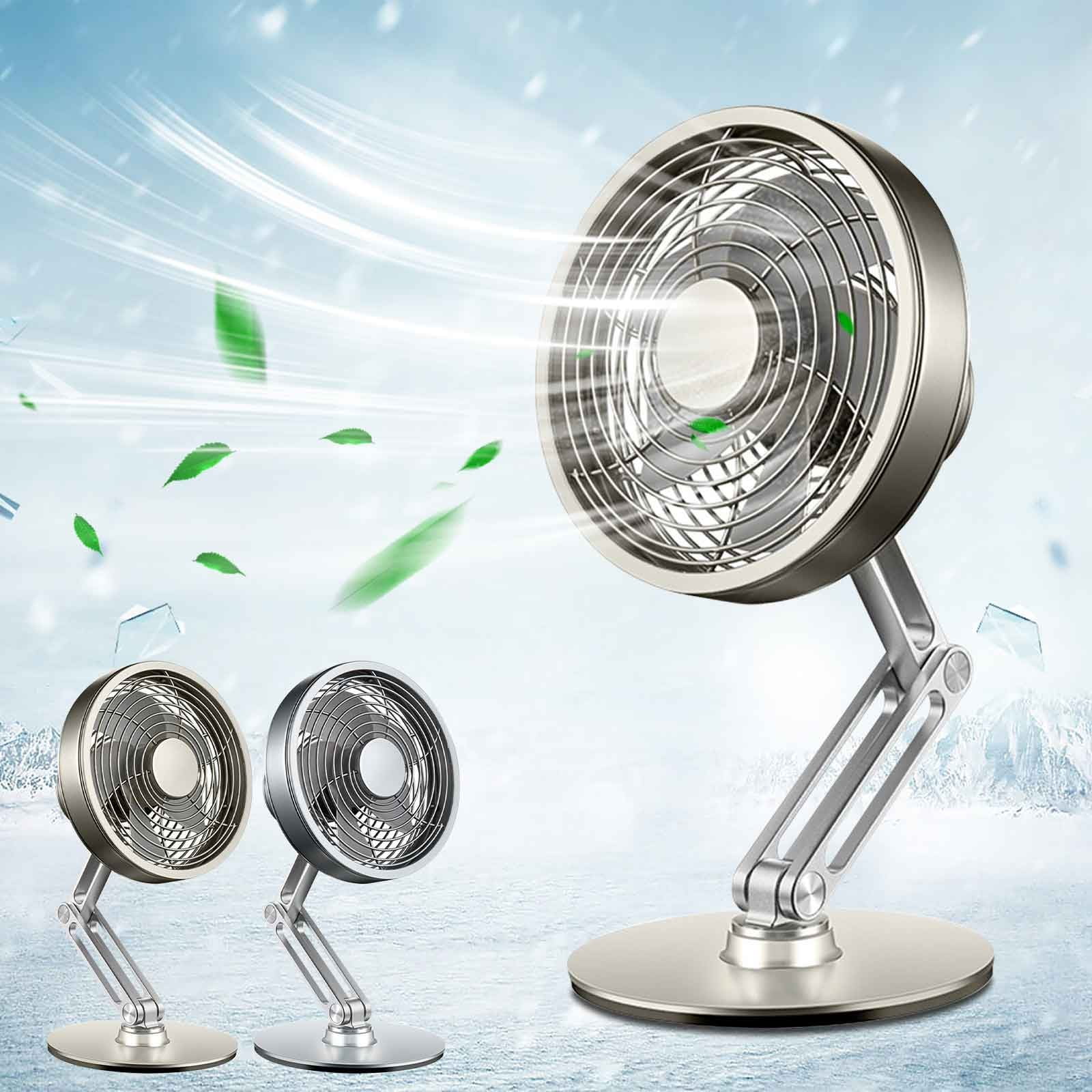 Metal Small Fan USB Powered, 360 Degrees Rotating Folding Stretch ...