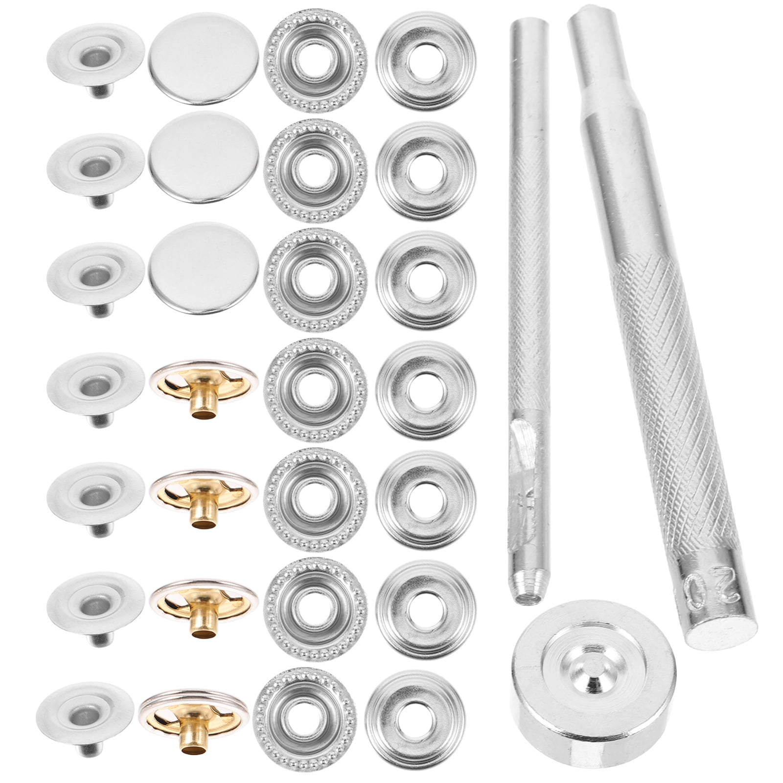 ifundom Silver Stainless Steel Round Snap Fasteners for Clothing 25 ...