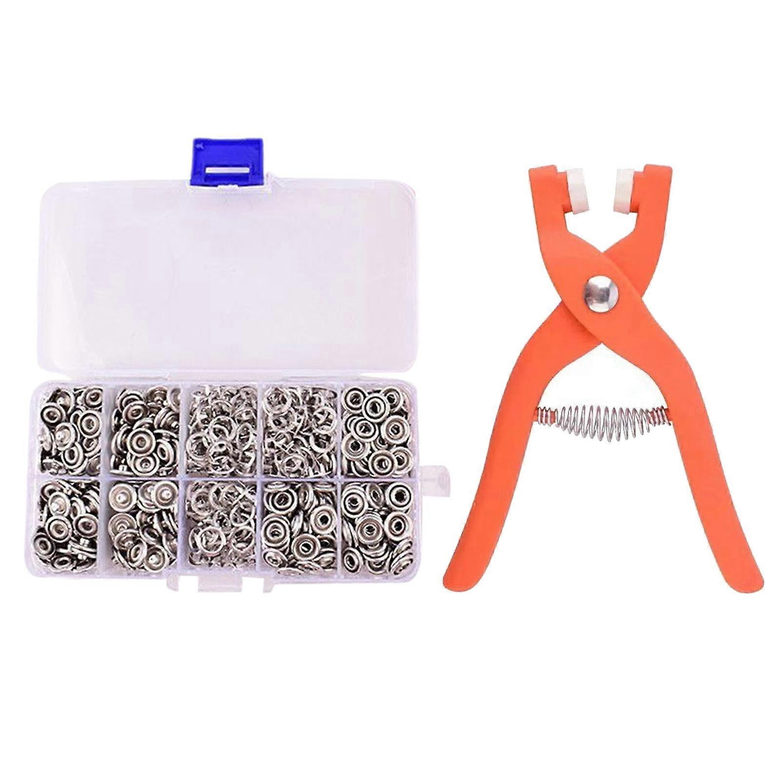 Metal Snap Button Kit with Fastener Pliers Tool Set Easy to Use No Sew ...