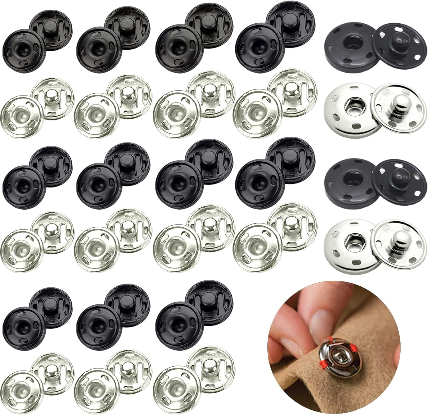 Metal Snap Button Sets - 40 Sets in Black and Silver - Walmart.com