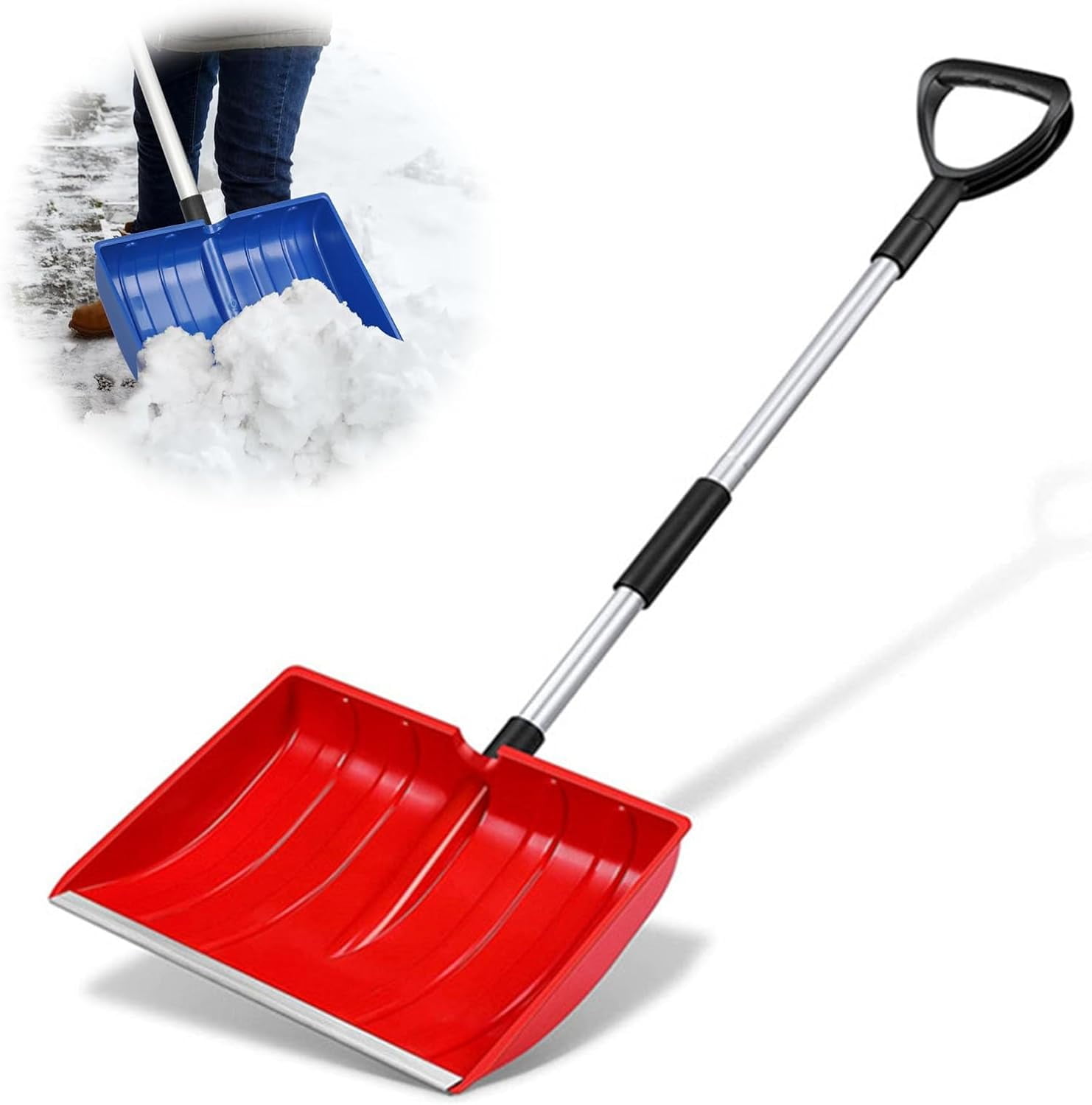 Metal Snow Shovel Heavy Duty,47.5 Inch Collapsible Snow Shovel for Car ...