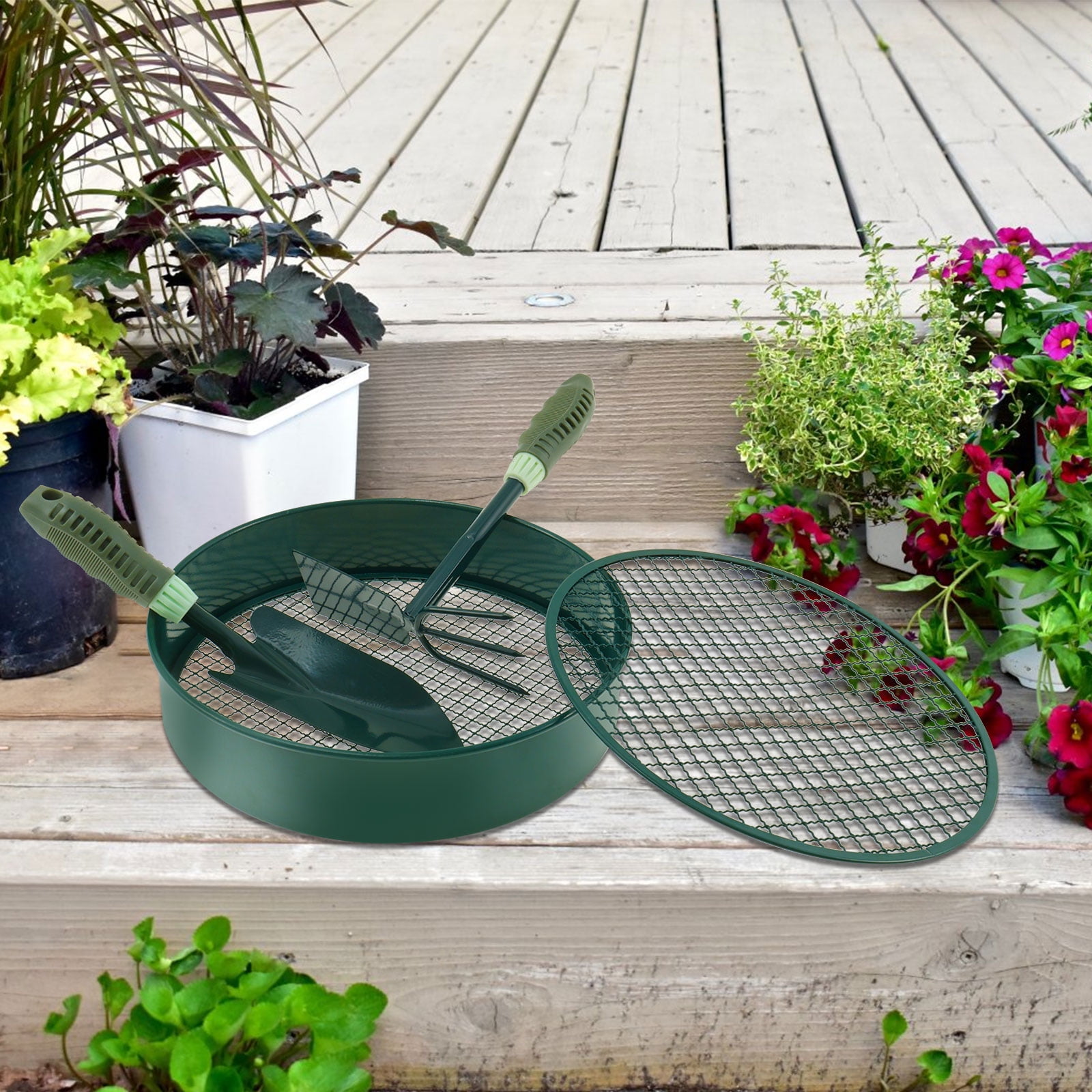 Metal Soil Sieve Set for Gardening Bonsai Detachable Gardening Sifter ...