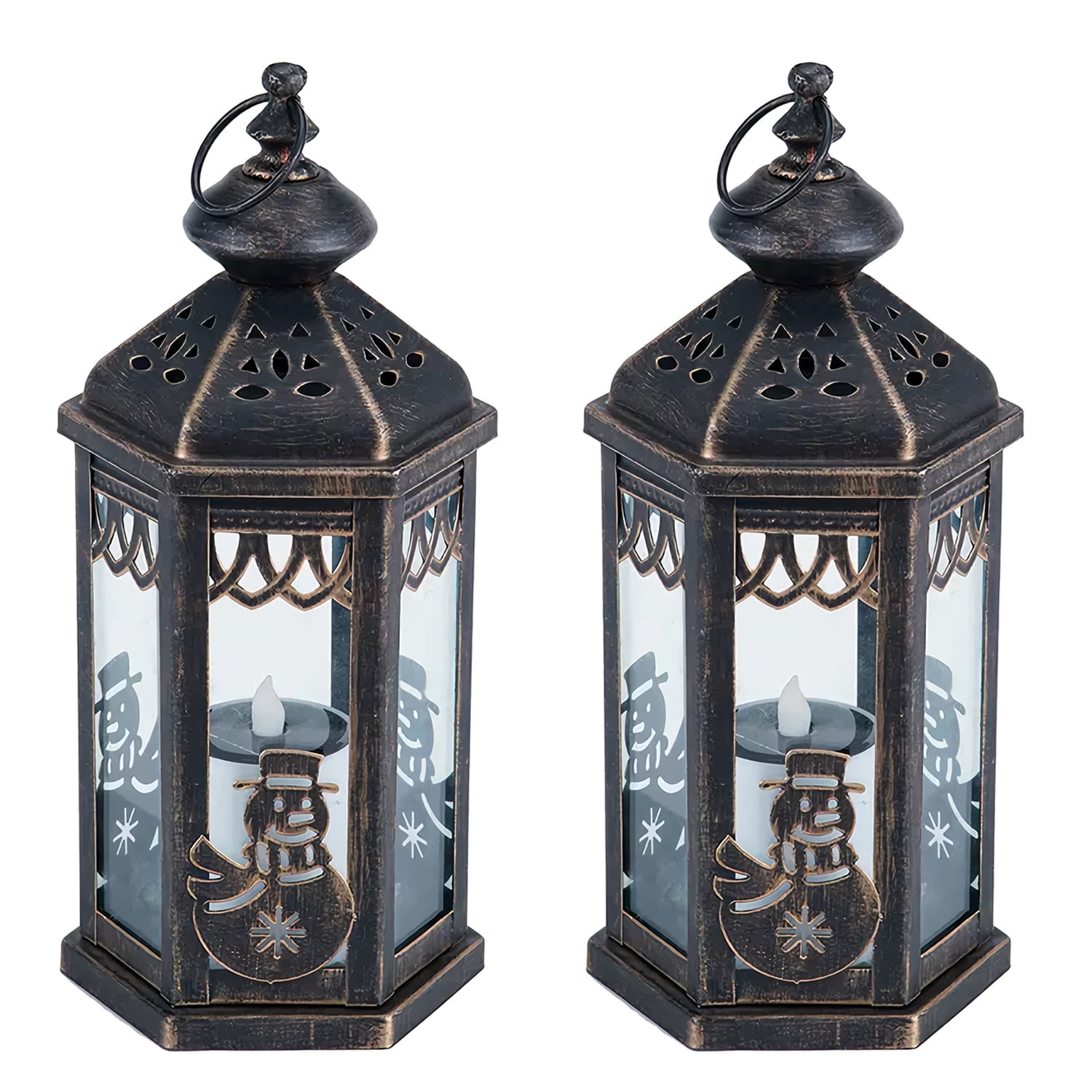 Metal Solar Lantern, 13 inch LED Camping Lantern, 2 Pack Garden Lantern ...
