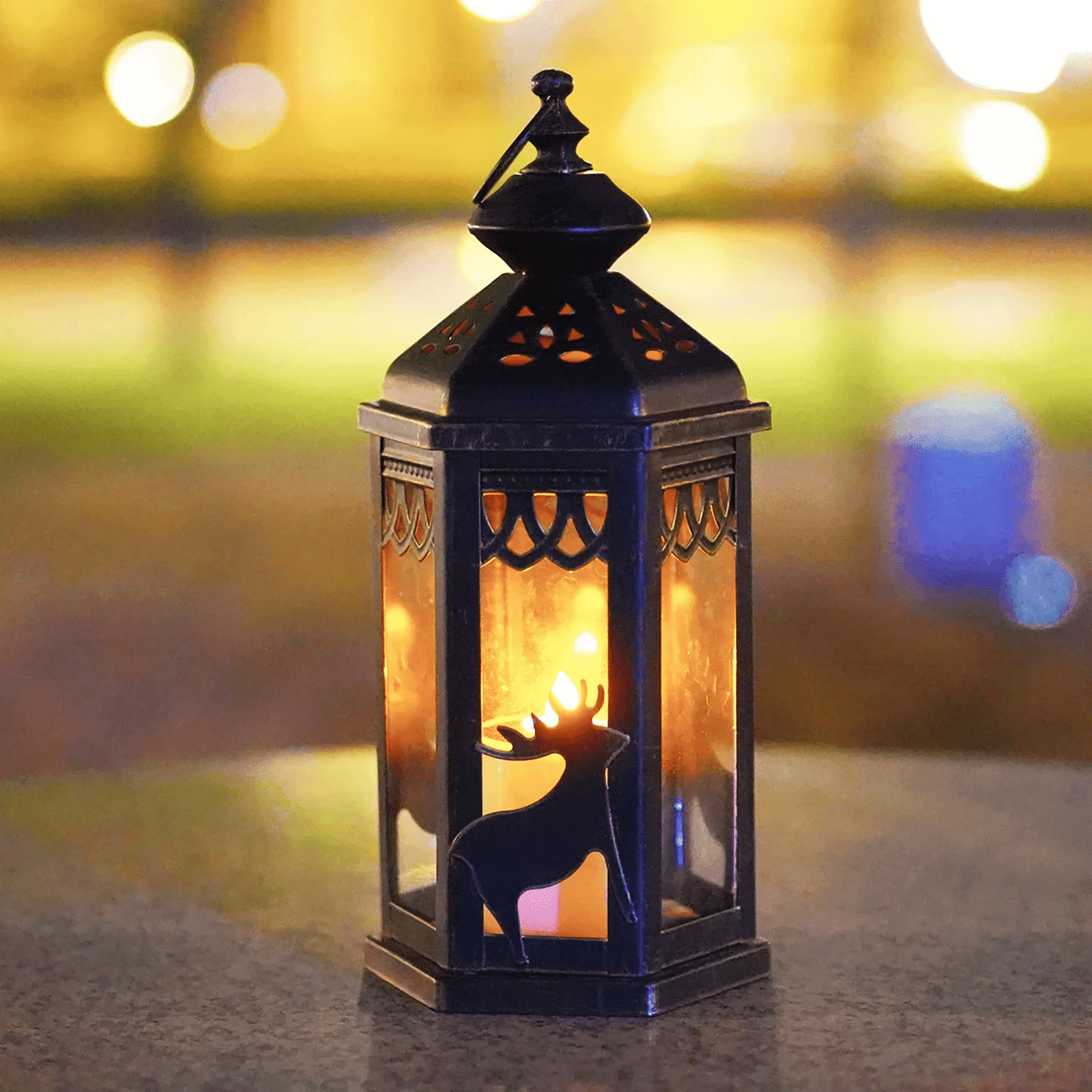 VIEROLA Metal Solar Lantern, 13“ LED Retro Bronze Lantern with ...