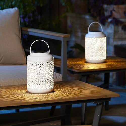 Metal Solar Lantern Lights-Hanging Solar Lights Outdoor Waterproof ...