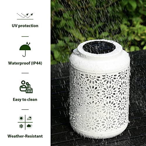 Metal Solar Lantern Lights-Hanging Solar Lights Outdoor Waterproof ...