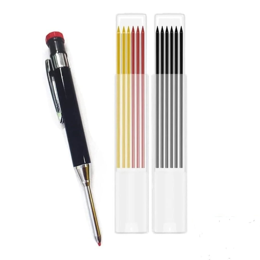 Metal Solid Carpenter Pencil Set for Deep Hole Marker with Refill Leads ...