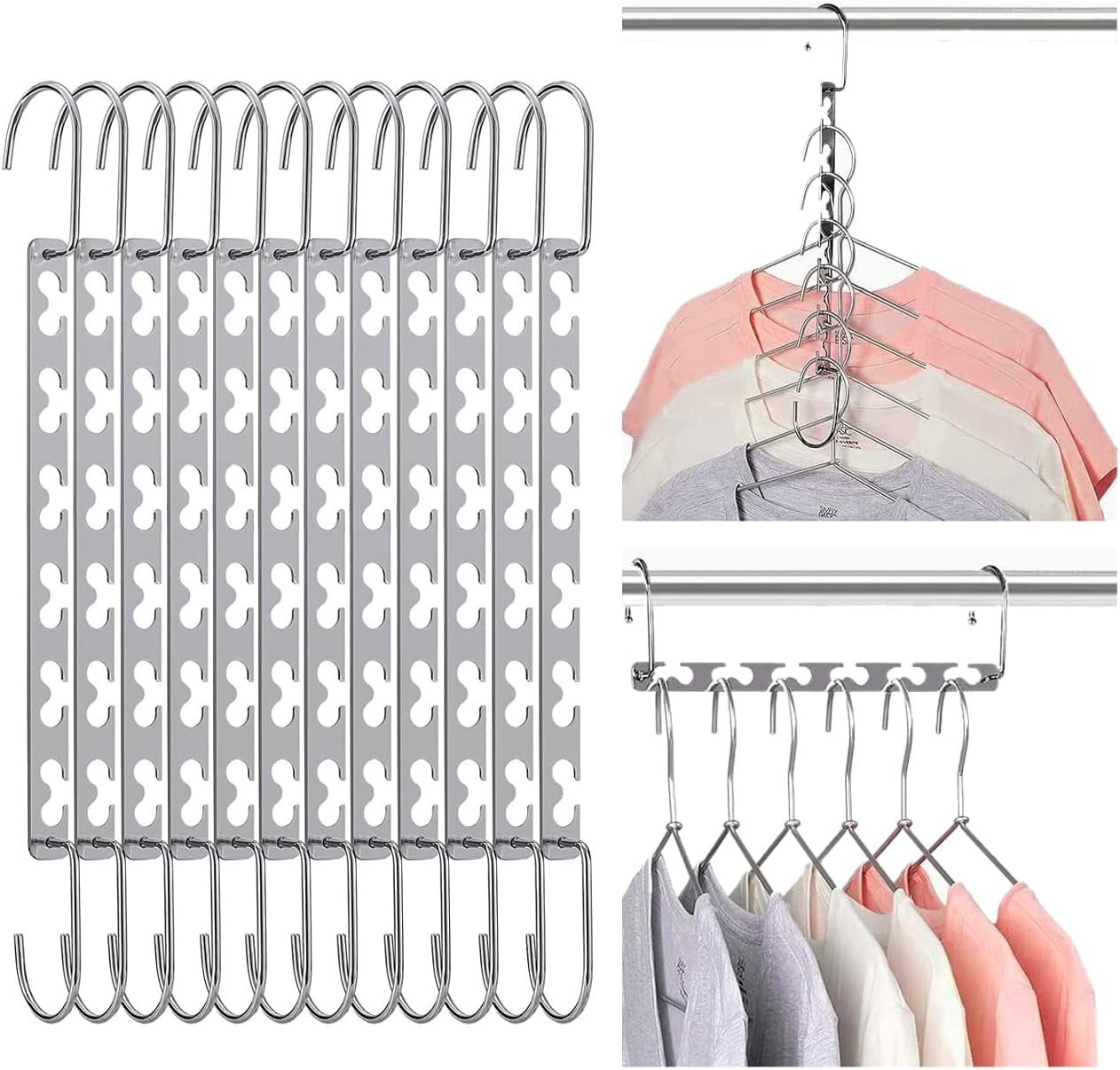 Metal Space Saving Hangers 12 Pack, Sturdy Hangers, Wardrobe Closet ...