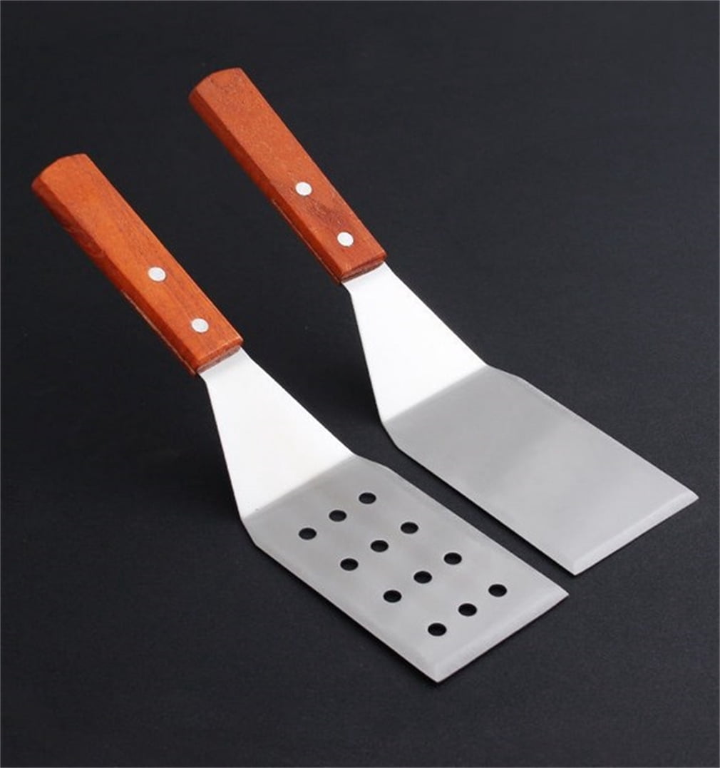 Metal Spatula, Happon Spatula 2 Pieces Stainless Steel Wooden Handle ...