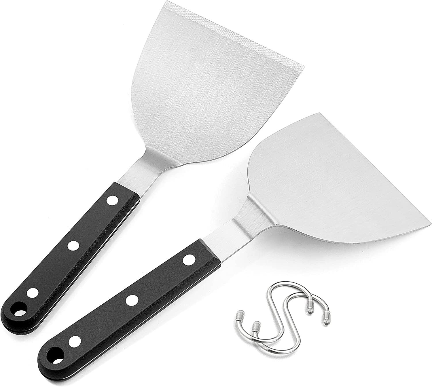 Metal Spatula Set of 2, Stainless Steel Griddle Spatula Turner with ABS ...