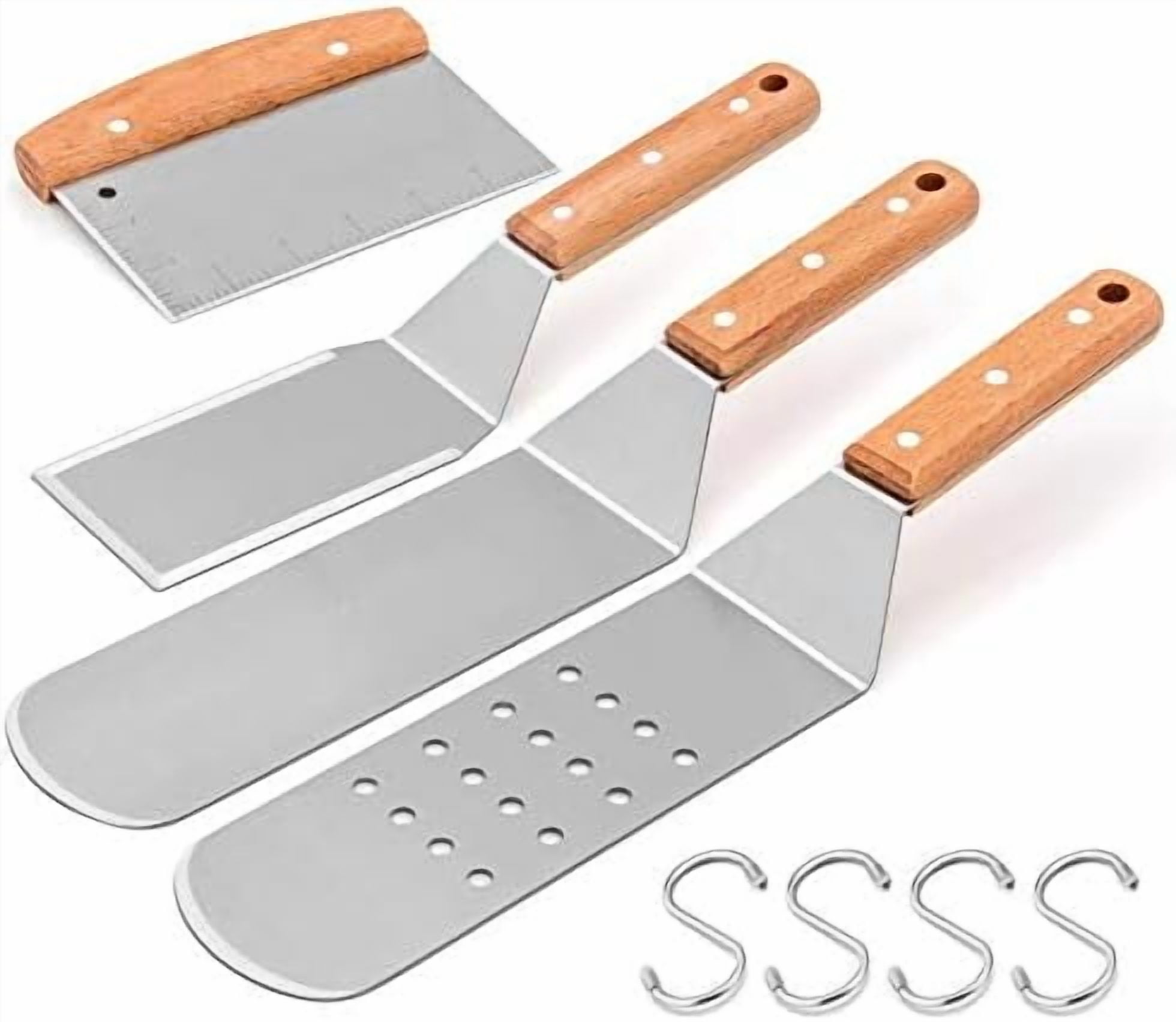 Metal Spatula Set of 4, Stainless Steel Griddle Spatula Tools Set with ...