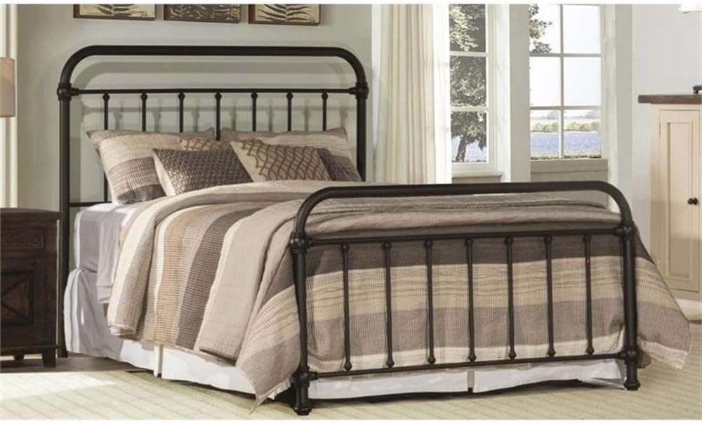 Metal Spindle Panel Bed Queen Size with Dark Bronze Finish and ...
