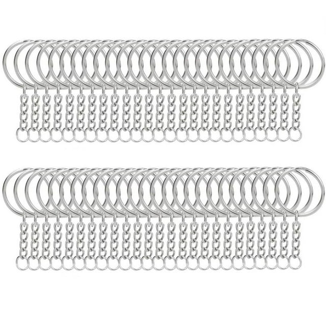 Metal Split Keychain Ring Parts 50 Key Chains With 25mm Open Jump Ring ...