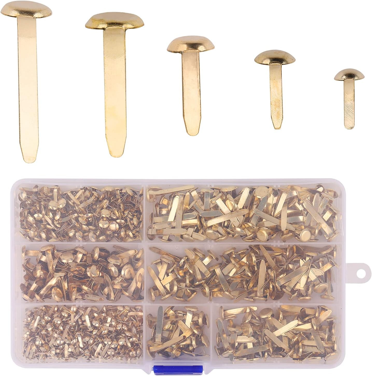 Metal Split Paper Fastener Pins, Round Brass Plated Head Brads Split Pins for Scrapbooking ...