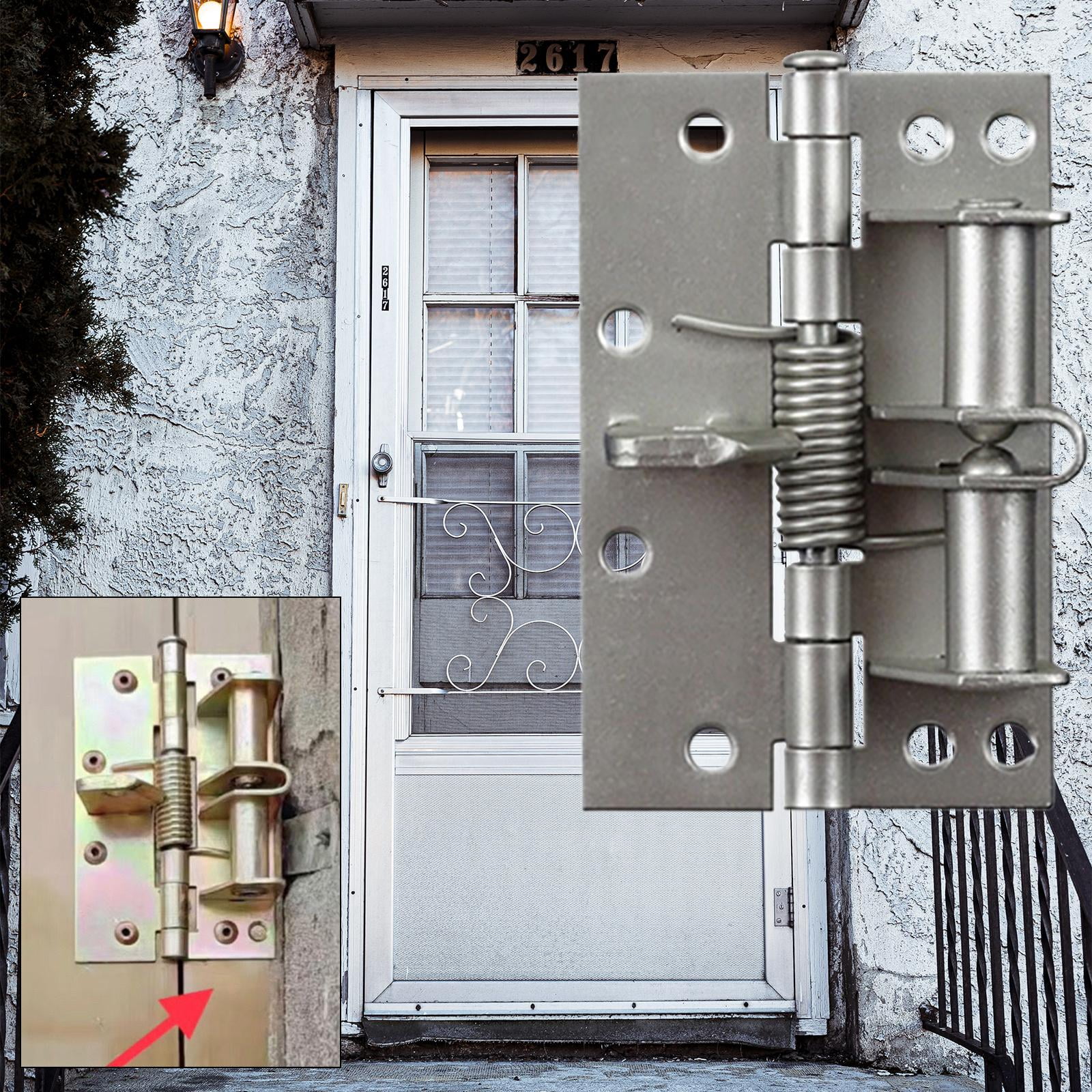 Metal Spring Door Hinge, Self Closing Automatic Tension Loaded Closer ...