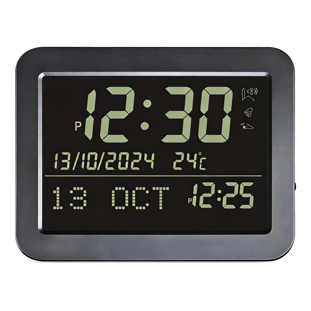 Metal Square Desktop LCD Alarm Clock Featuring Large Screen Display ...